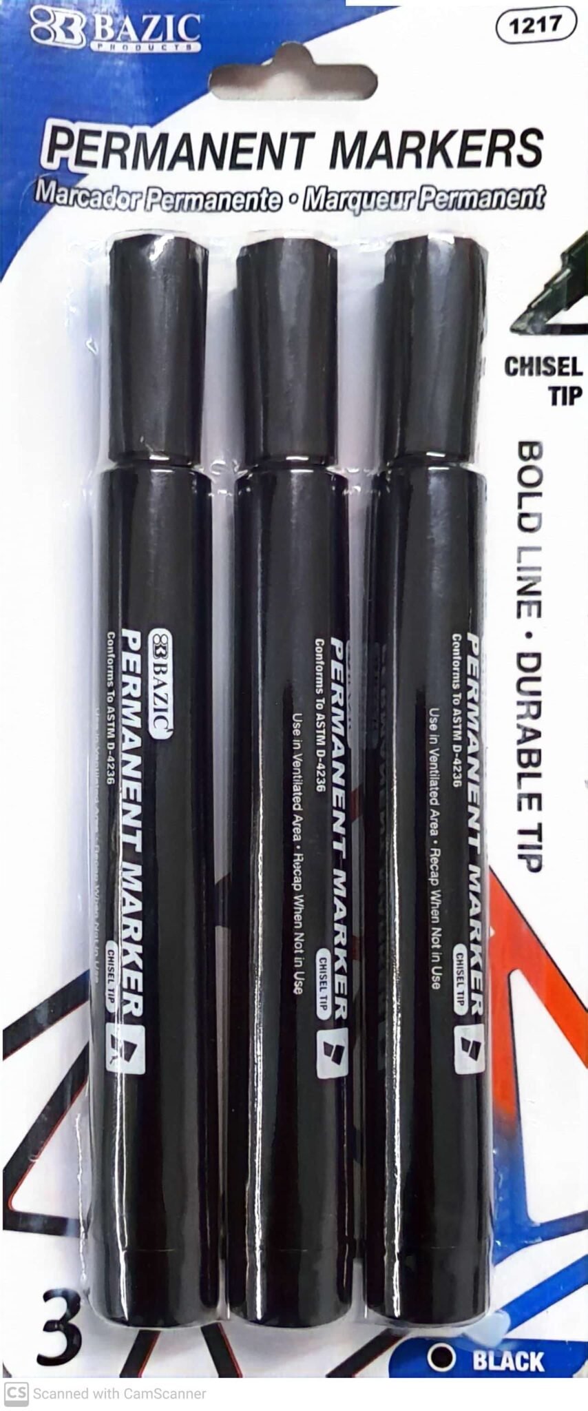 BAZIC Permanent Marker Chisel Tip, Jumbo Wide Black Color Markers ...